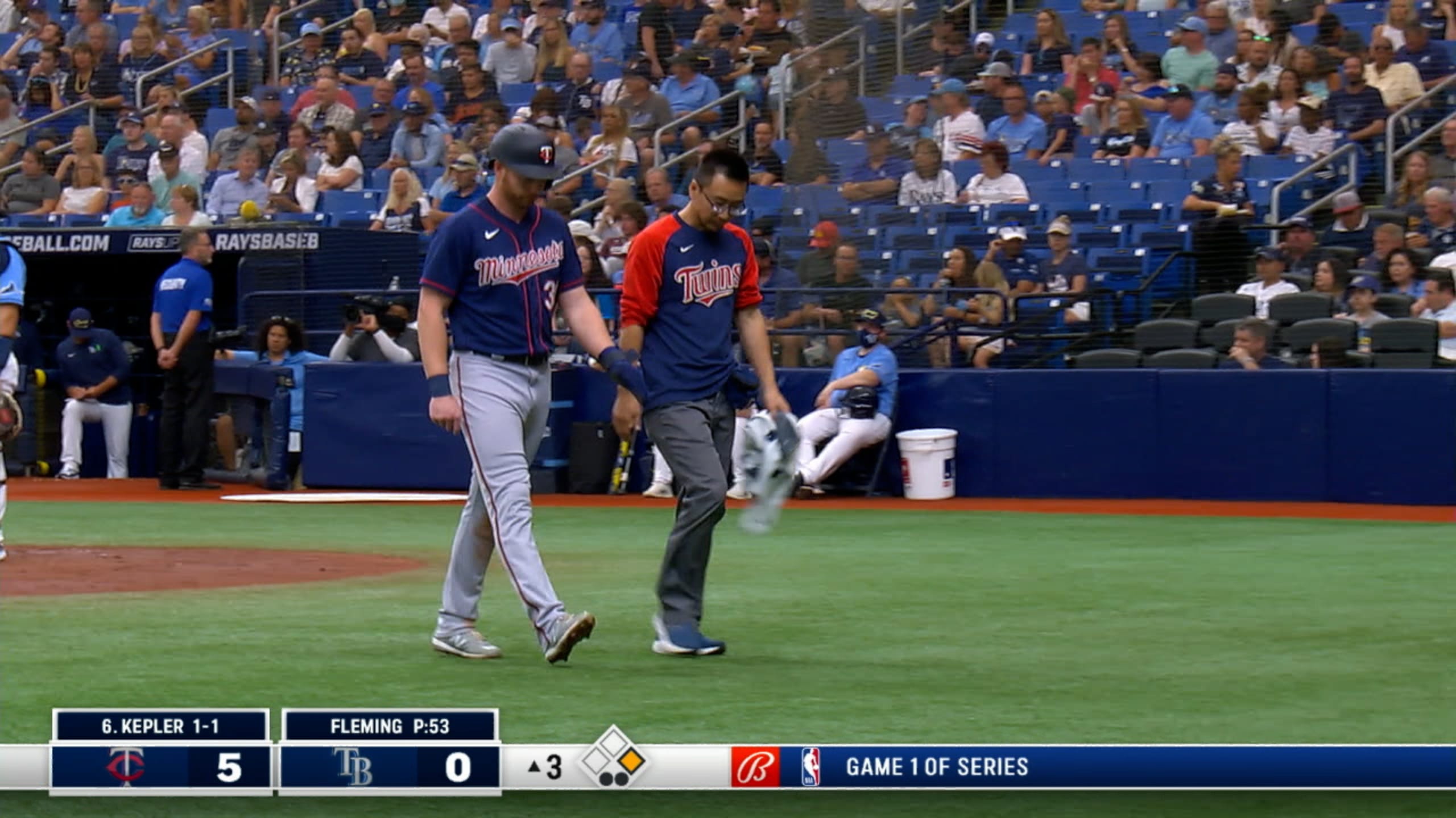 Garlick exits with an injury