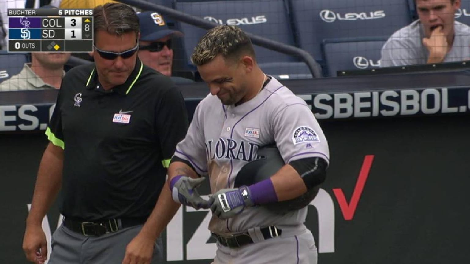 COL@SD: Padres challenge Parra HBP, call stands | 06/04/2017 | MLB.com