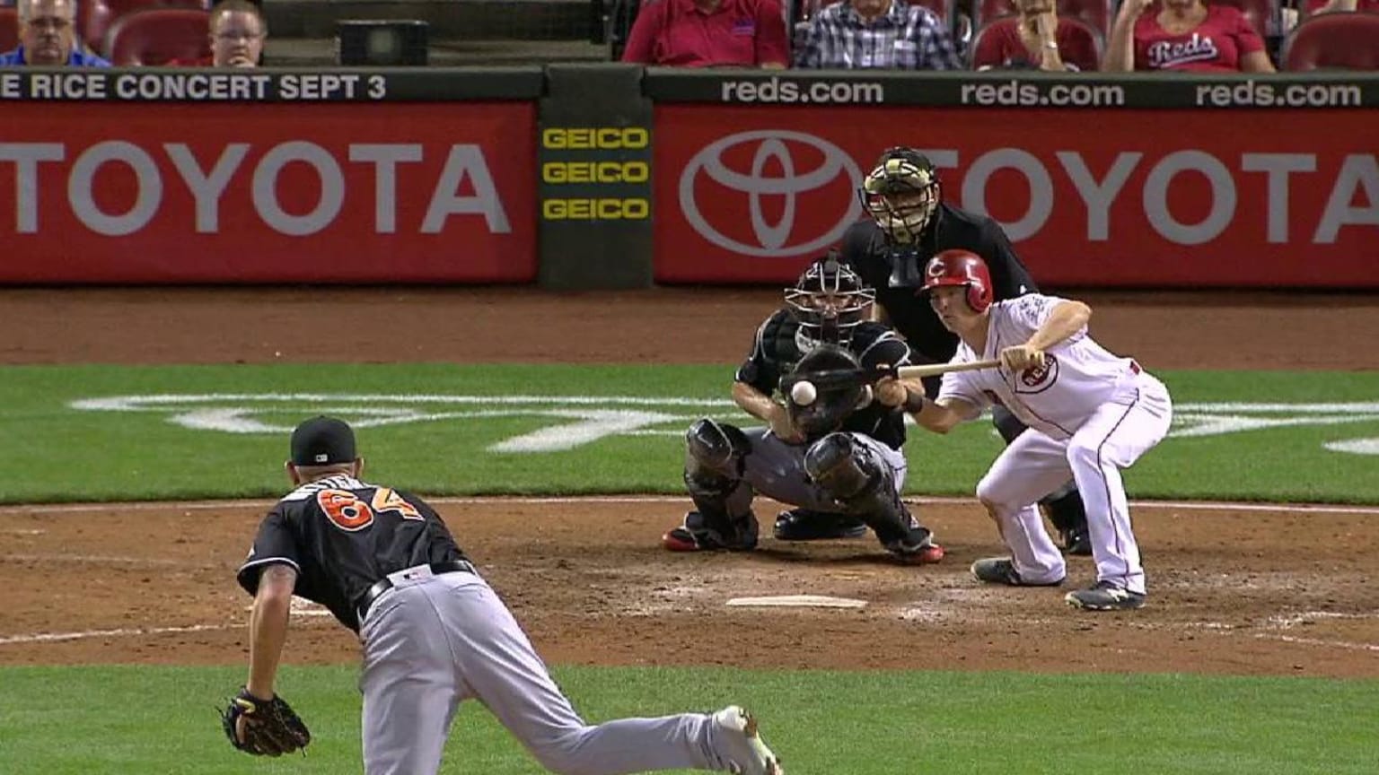 Tony Renda out on a sacrifice bunt, catcher J. Realmuto to first ...