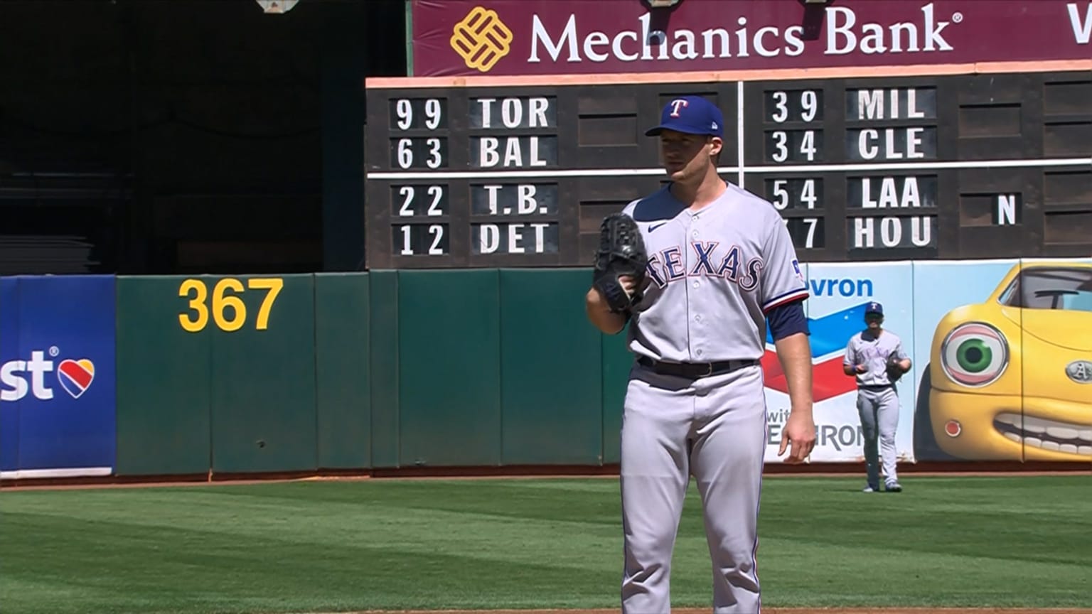 Wes Benjamin fans Matt Chapman | 09/11/2021 | Texas Rangers