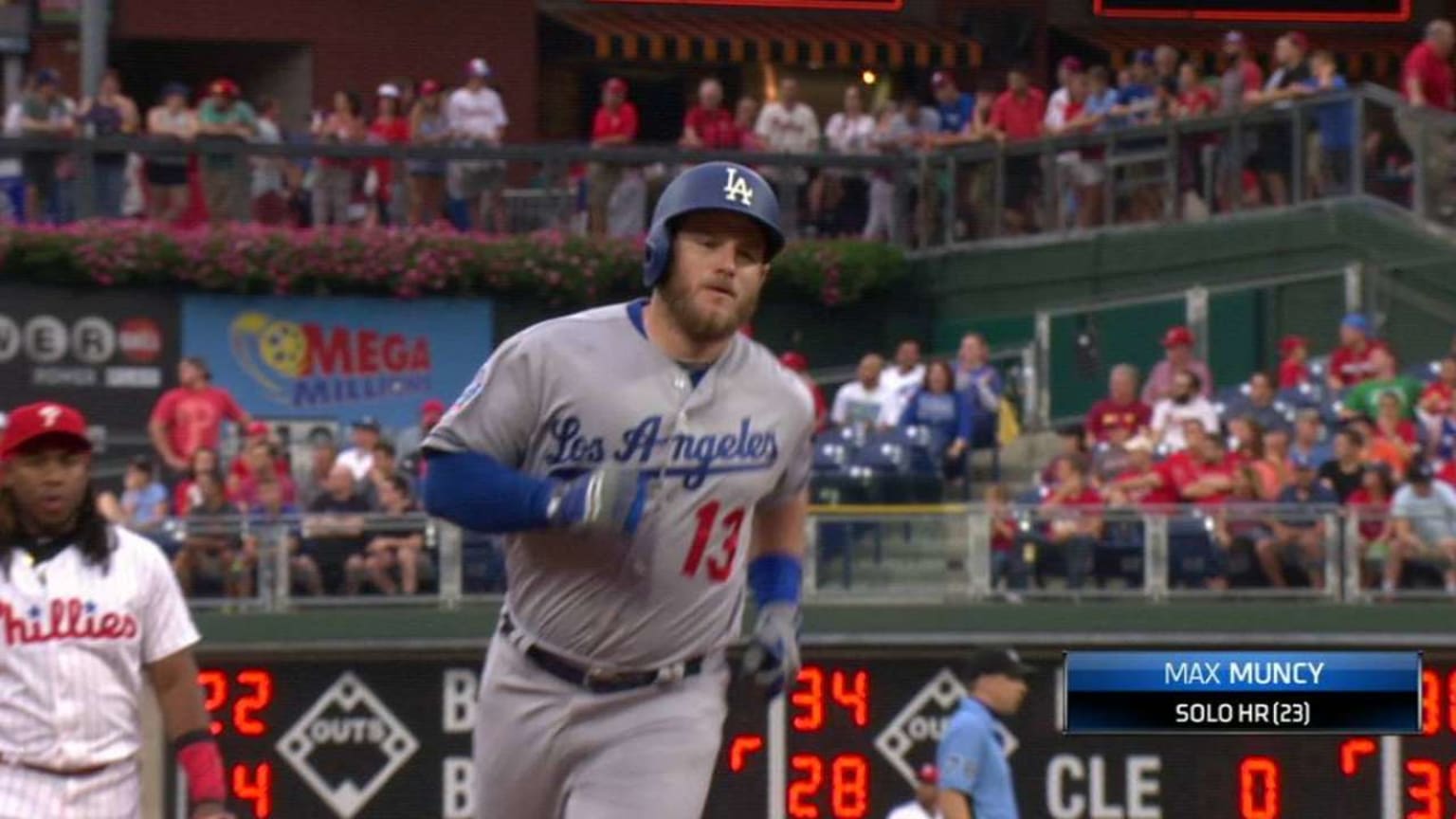 LAD@PHI: Muncy opens scoring with solo jack to center | 07/23/2018 ...