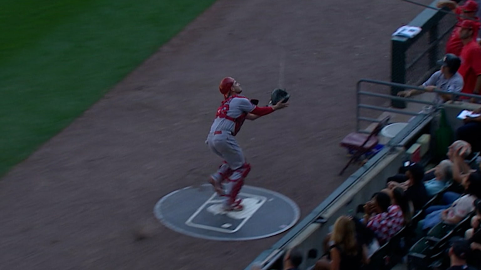 Max Stassi makes tough catch into dugout railing | 09/16/2021 | Los ...