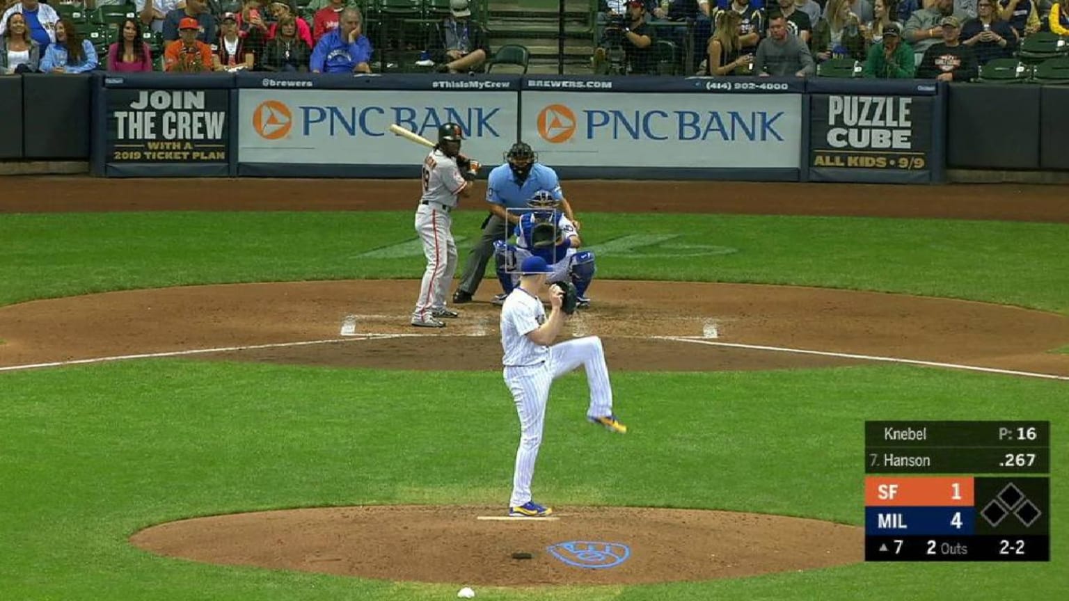 SF@MIL: Knebel fans Hanson, side in the 7th inning | 09/08/2018 | MLB.com