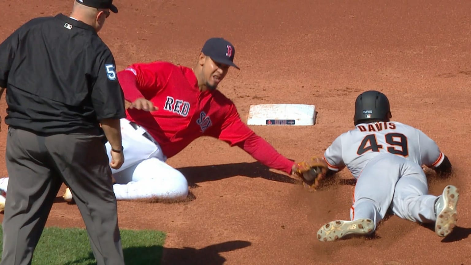 SF@BOS: Vazquez nabs Davis at second after challenge | 09/19/2019 ...