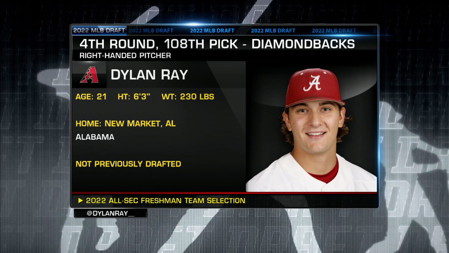 Draft 2022: D-backs draft Dylan Ray No. 108 | 07/18/2022 | Arizona ...