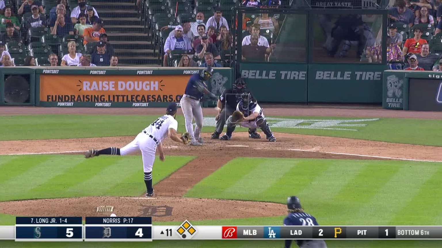Shed Long Jr. grounds into a force out, first baseman Jonathan Schoop ...