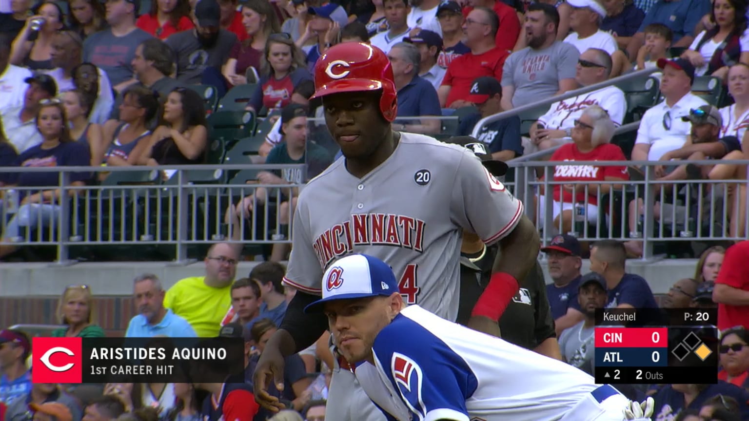 CIN@ATL: Aquino singles to collect 1st MLB knock | 08/03/2019 ...