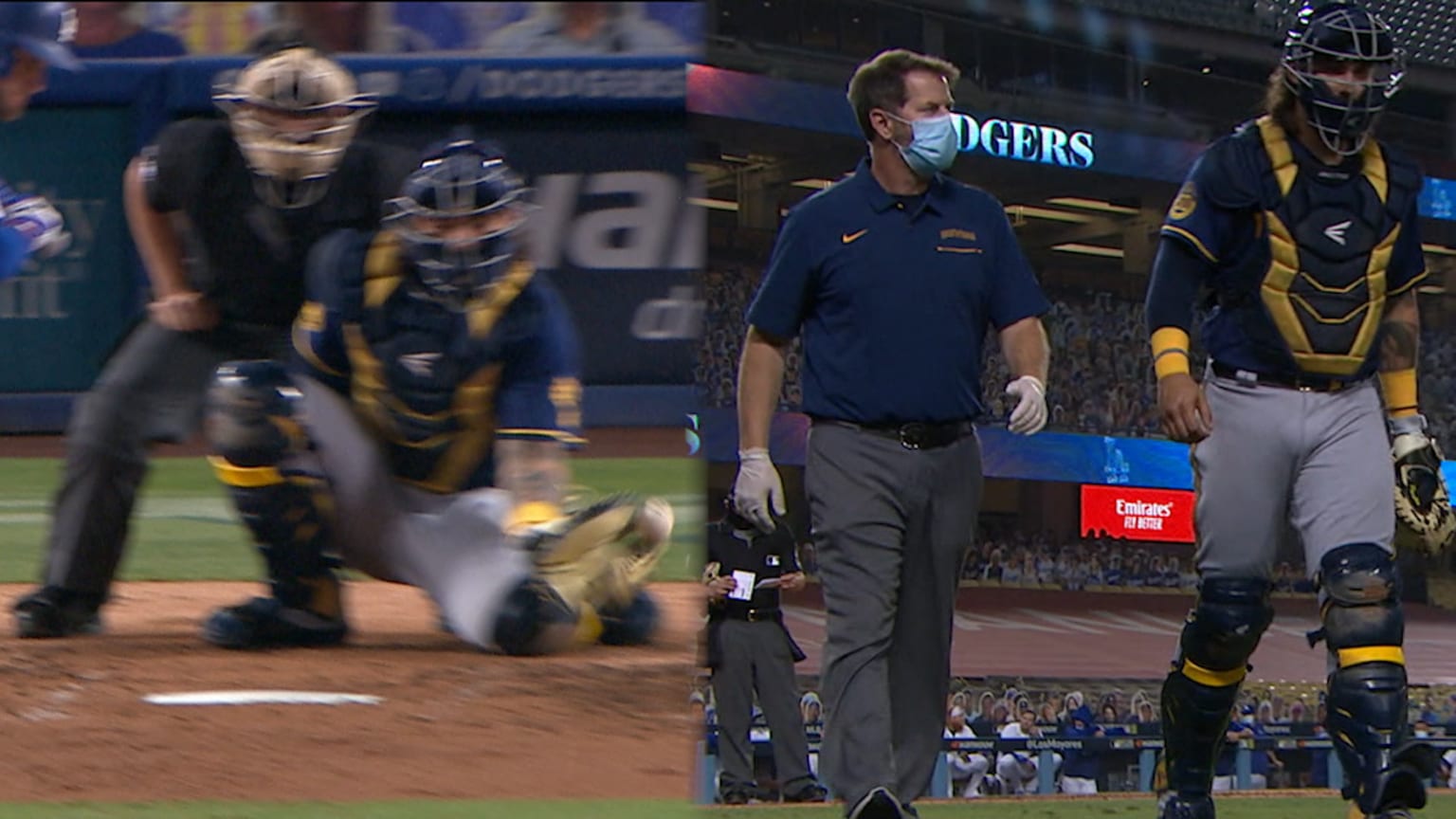 Jacob Nottingham sale de juego por lesión | 01/10/2020 | Los Brewers de ...