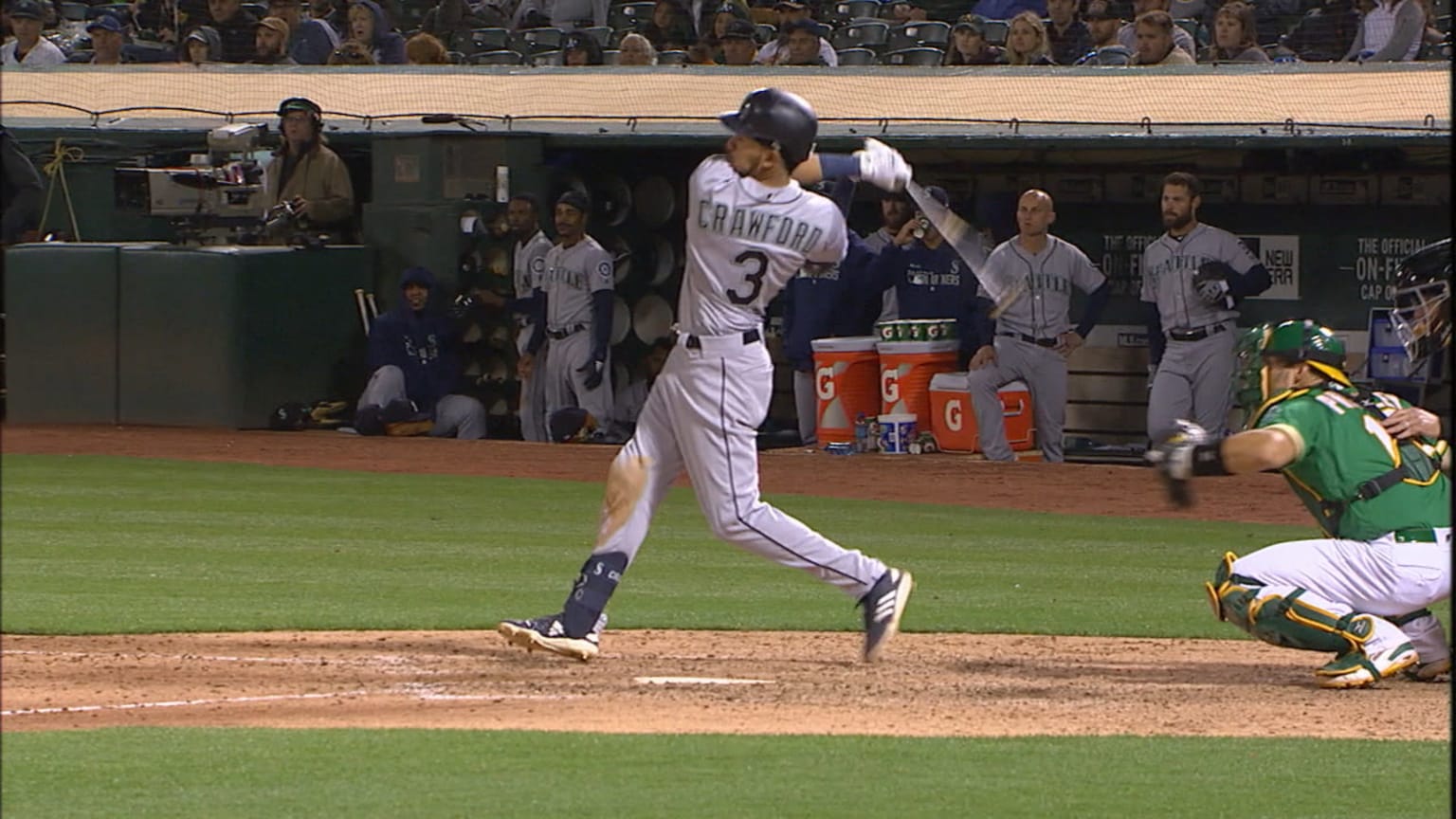 SEA@OAK: Crawford hits 2nd double, tallies 3rd RBI | 06/14/2019 | MLB.com