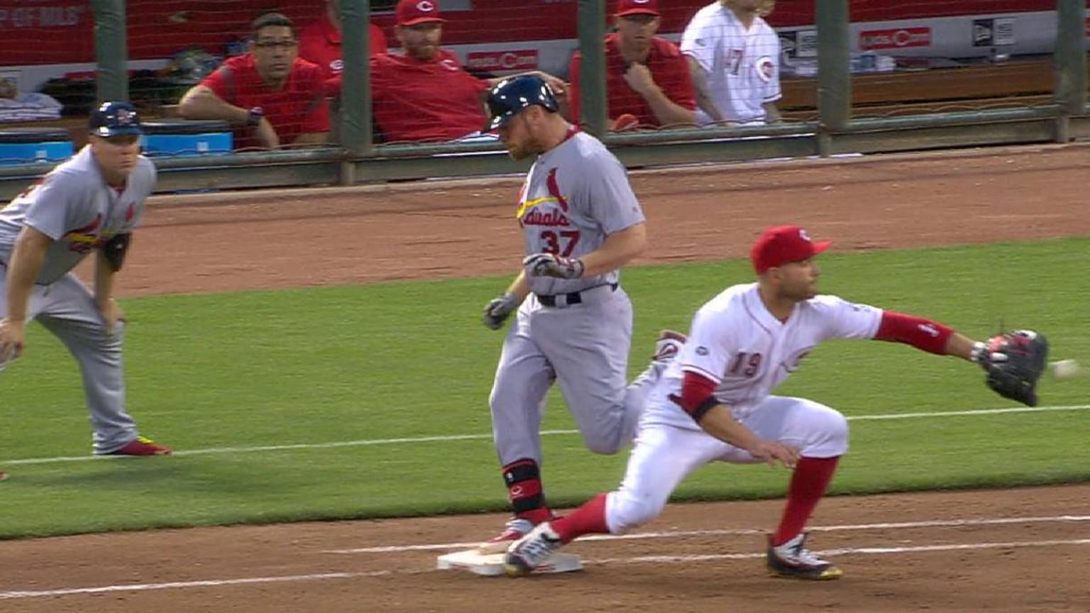 Brandon Moss singles on a bunt ground ball to pitcher Brandon Finnegan ...
