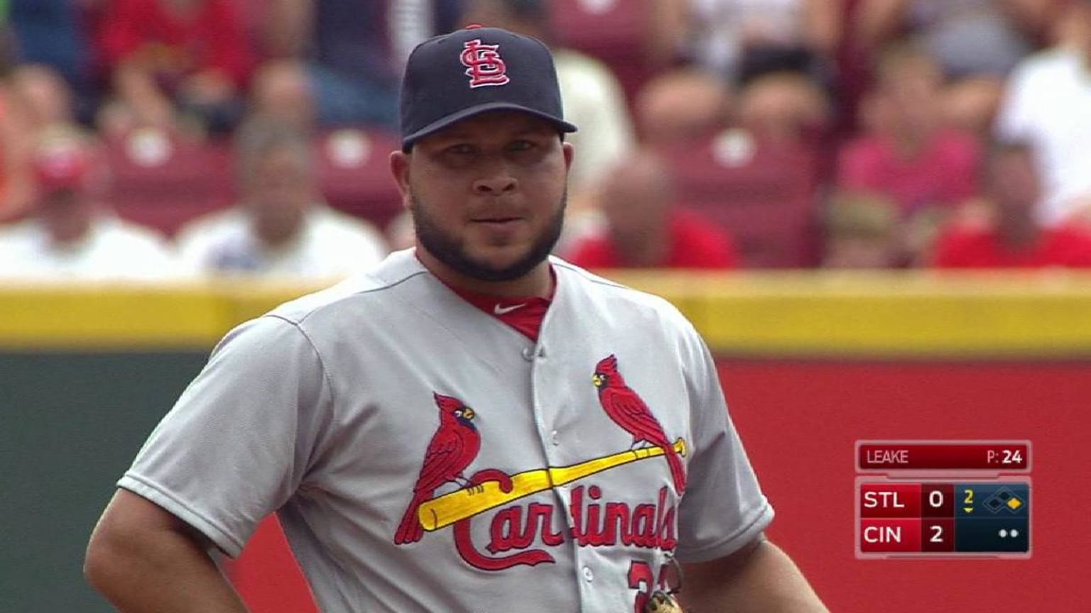 Brandon Finnegan ground bunts into a force out, catcher Alberto Rosario ...