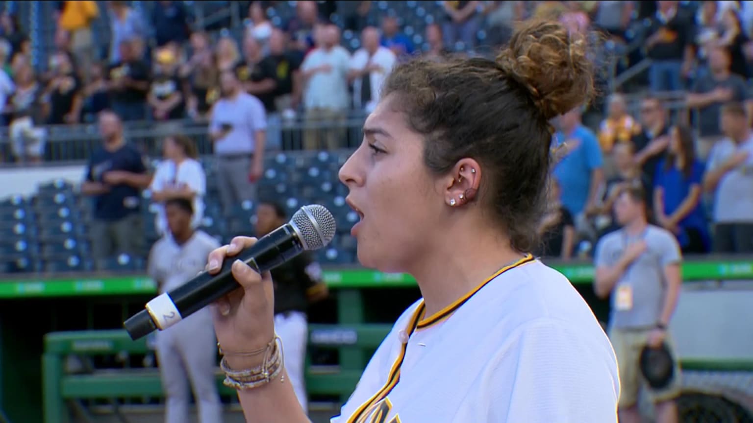 8/7/19: Rumbaugh sings the national anthem | 08/08/2019 | Pittsburgh ...