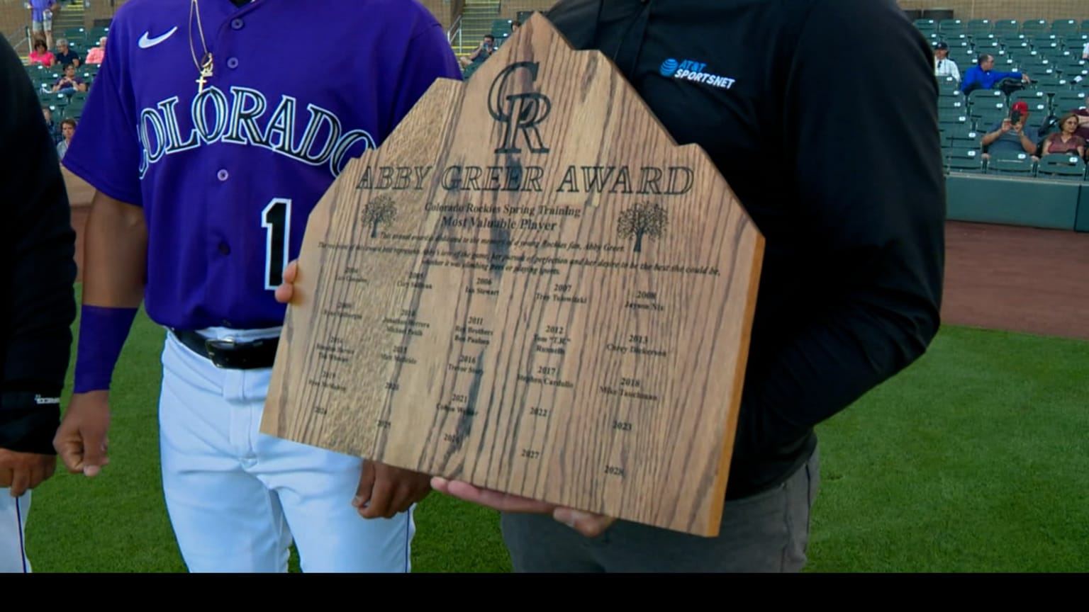 Ezequiel Tovar receives the Abby Greer Award | 04/01/2022 | Houston Astros