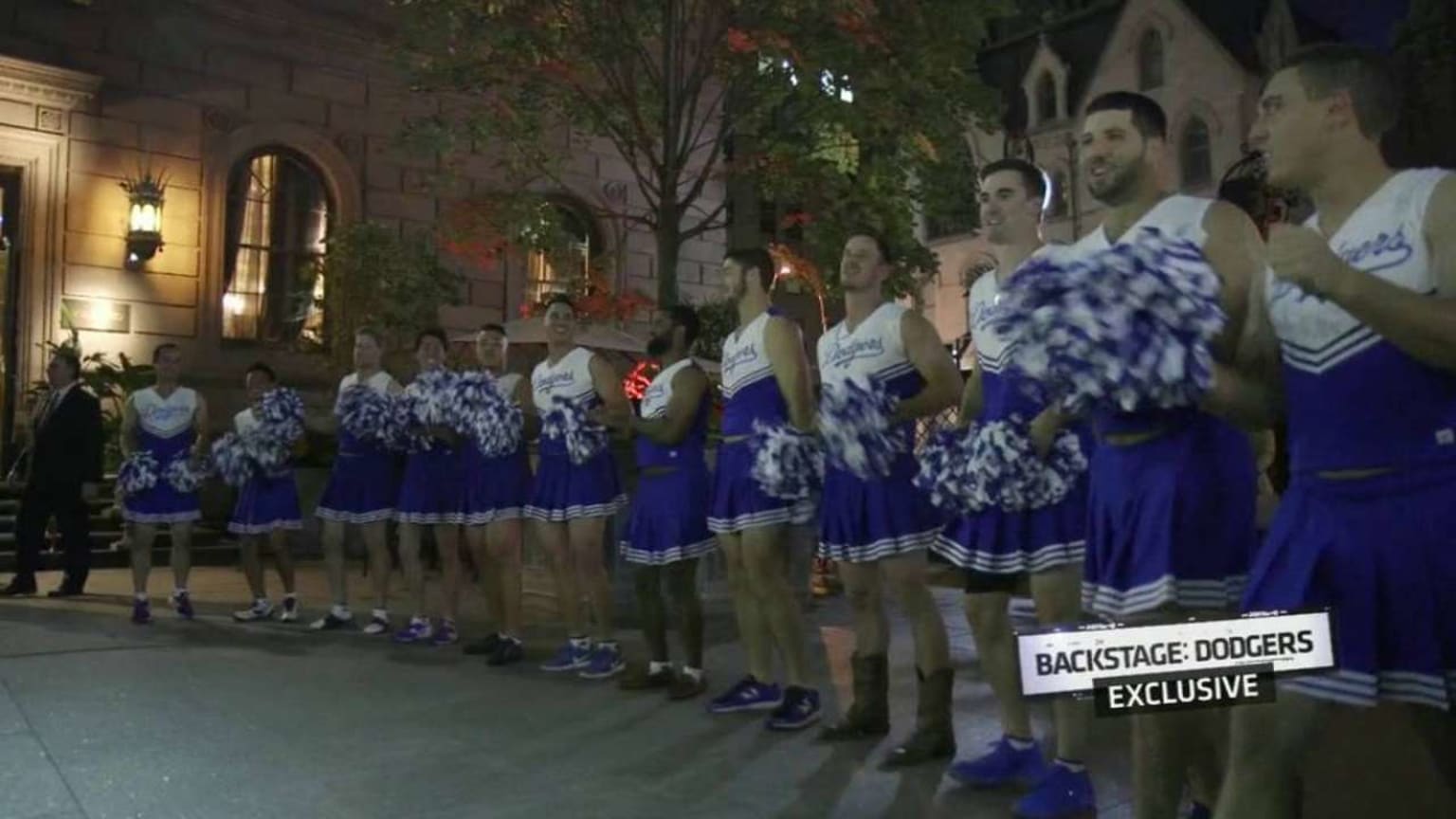 LAD@NYY: Dodgers rookies wear cheerleading outfits | 09/12/2016 | San ...