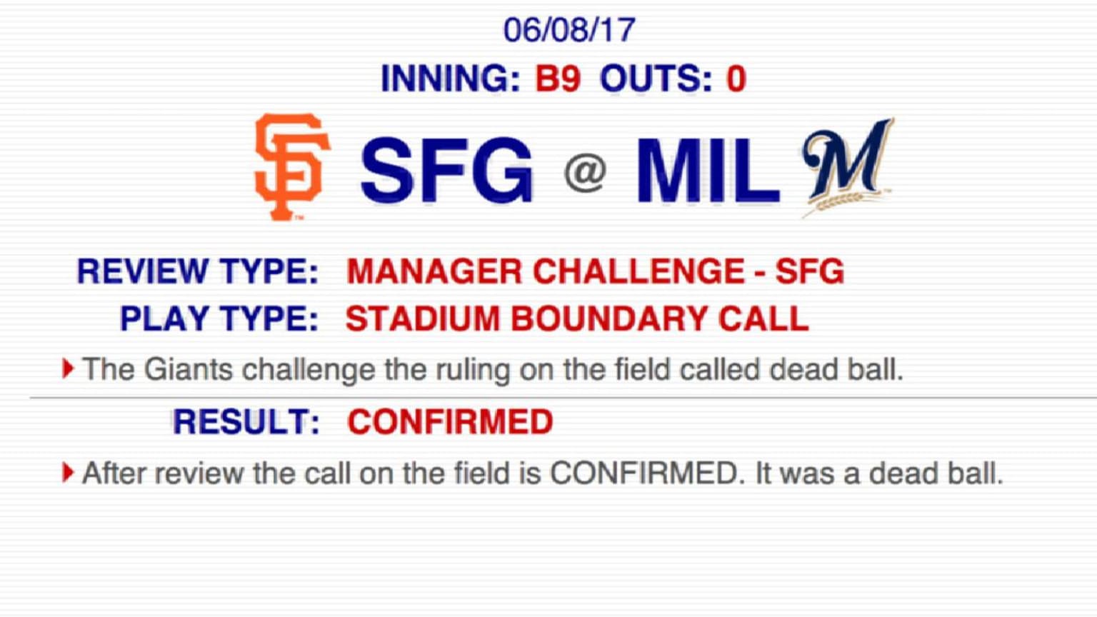 SF@MIL: Aguilar's ground-rule double confirmed in 9th | 06/08/2017 ...