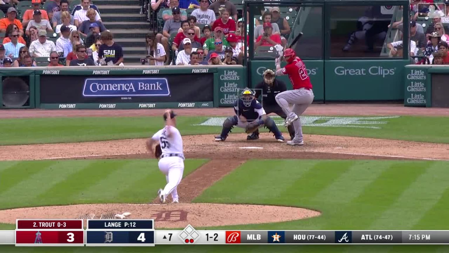 Alex Lange fans Mike Trout with a nasty breaking ball | 08/20/2022 ...