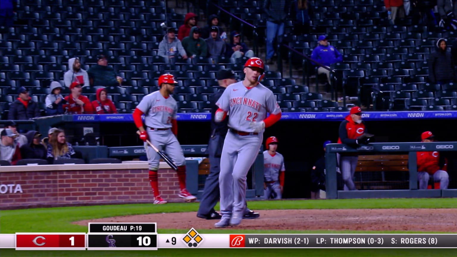 Tyler Naquin's RBI single in the 9th inning | 04/29/2022 | Cincinnati Reds