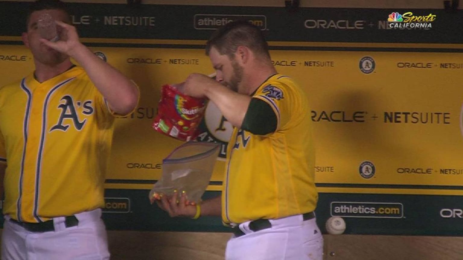 LAA@OAK: Vogt brings rally candy into the dugout | 05/08/2017 | MLB.com