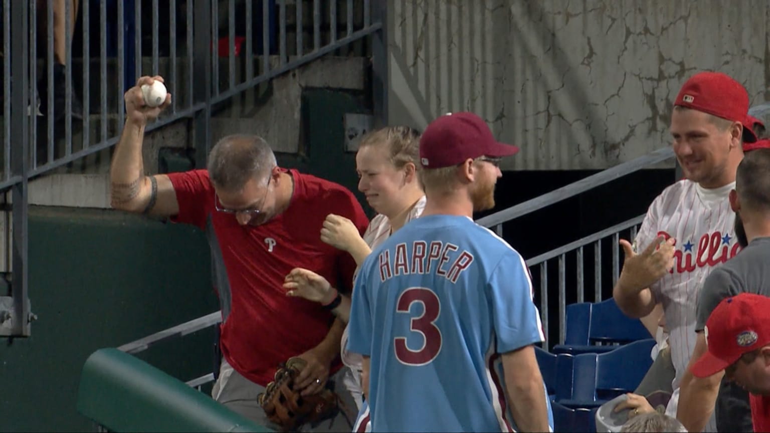 CWS@PHI: Fan cries tears of joy after getting a ball | 08/03/2019 ...