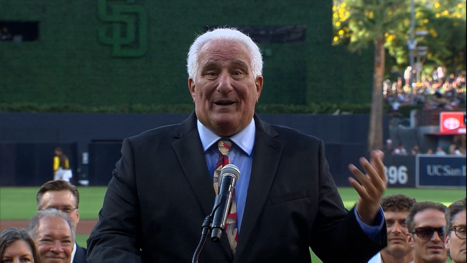 Ted Leitner and Larry Lucchino honored pregame | 07/07/2022 | San Diego ...