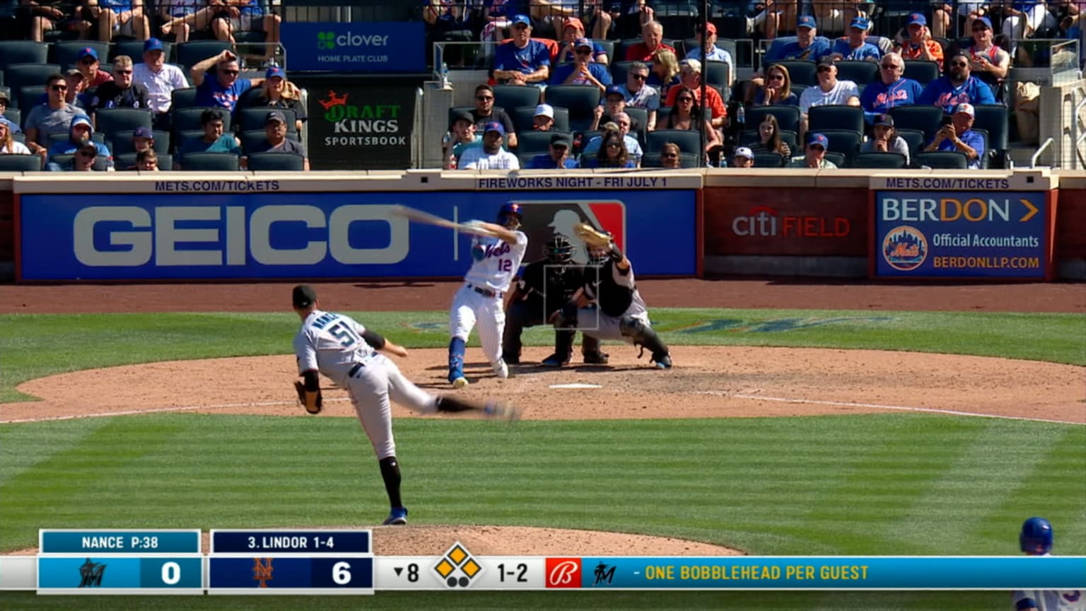 Tommy Nance K's Francisco Lindor with bases loaded | 06/20/2022 | New ...