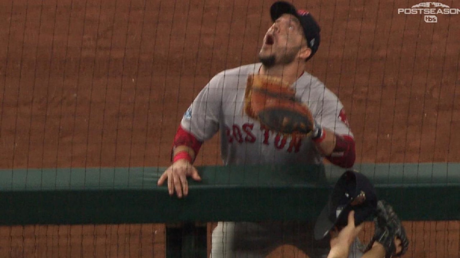 ALCS Gm4: Pearce flips over into Astros' dugout | 10/17/2018 | Boston ...