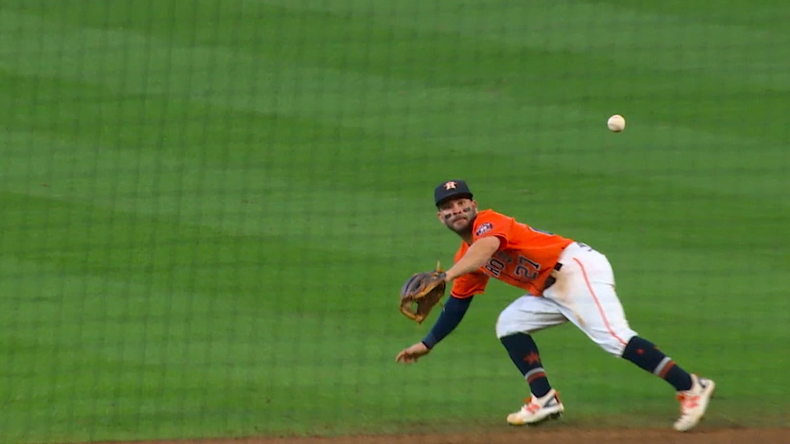 Jose Altuve makes a diving grab up the middle | 10/08/2021 | Houston Astros