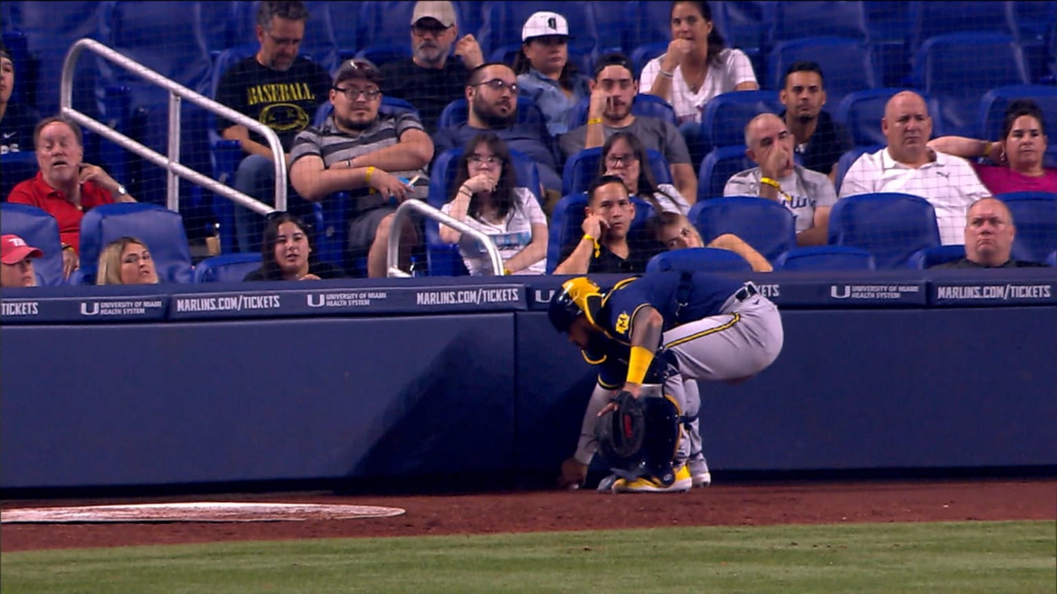 Brian Anderson takes first base after review | 05/15/2022 | Milwaukee ...