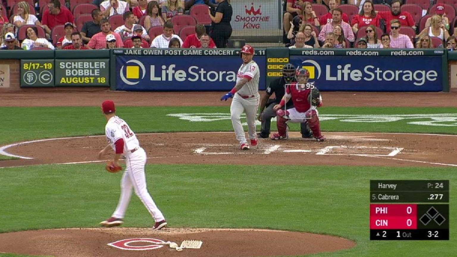 PHI@CIN: Harvey K's Cabrera in first AB with Phillies | 07/28/2018 ...