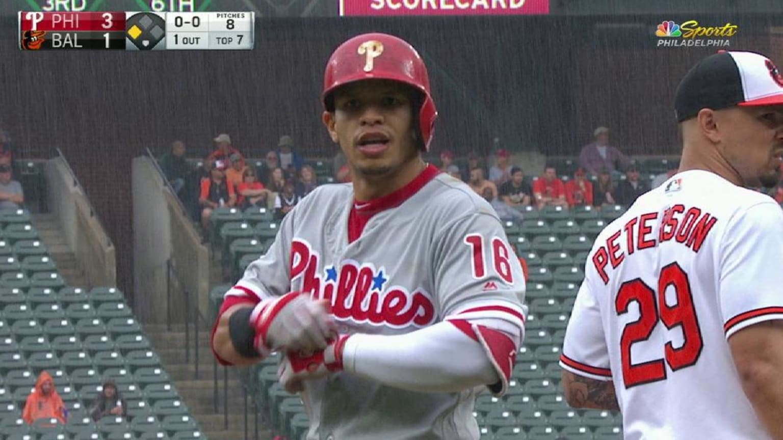 PHI@BAL: Hernandez's triple lands on the fence | 05/16/2018 ...