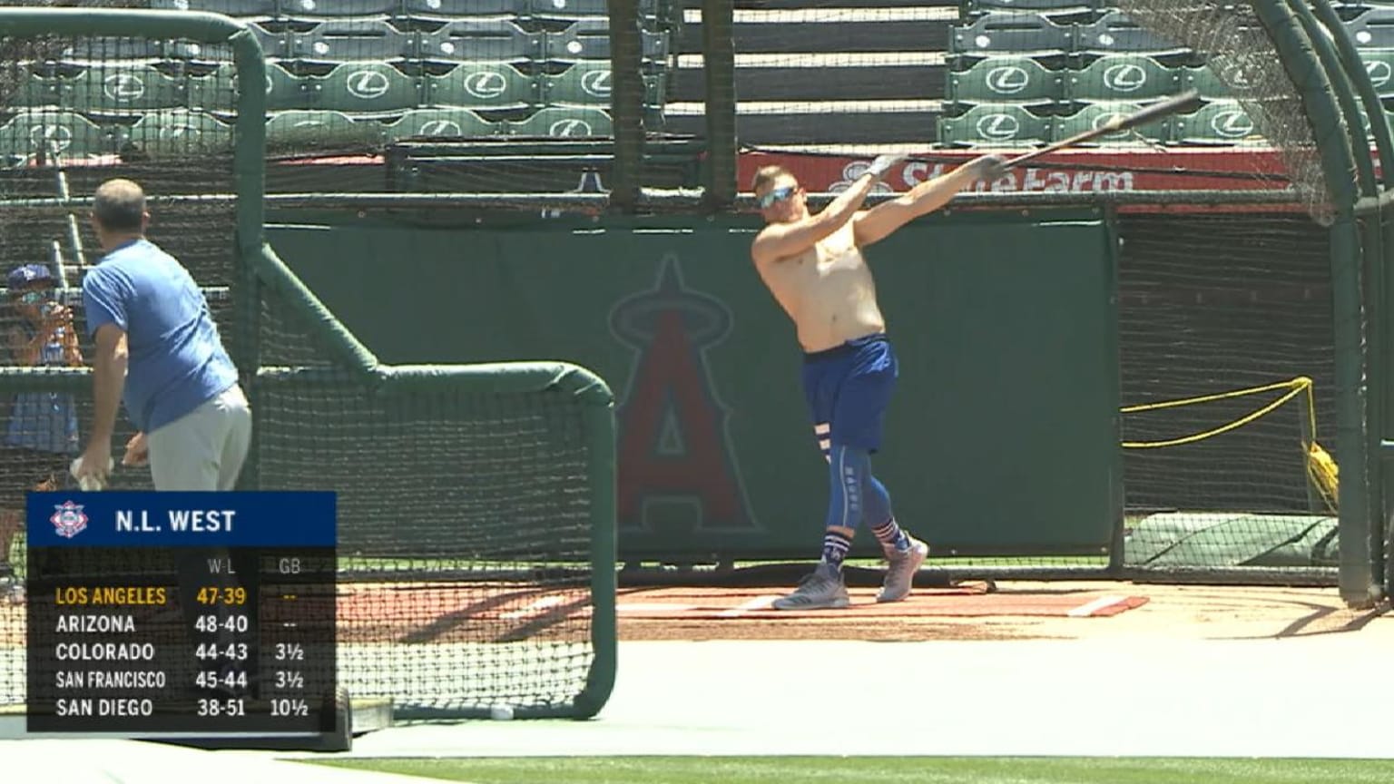 LAD@LAA: Barnes, Hernandez take shirtless BP in heat | 07/06/2018 | Boston Red Sox