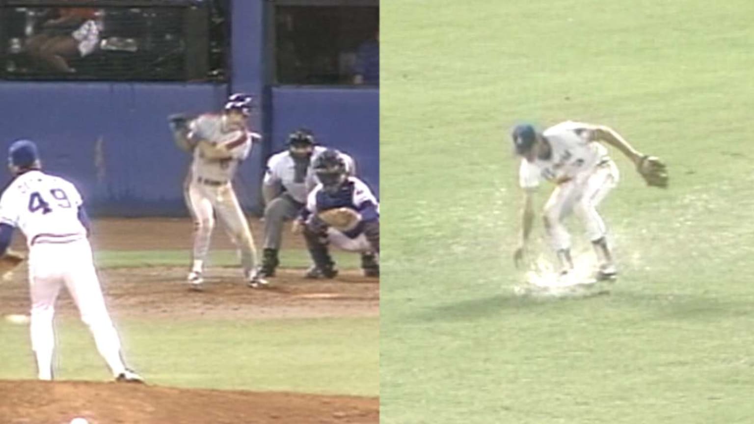 NYM@ATL: Backman's RBI single is stopped by puddle | 07/04/1985 | Los ...