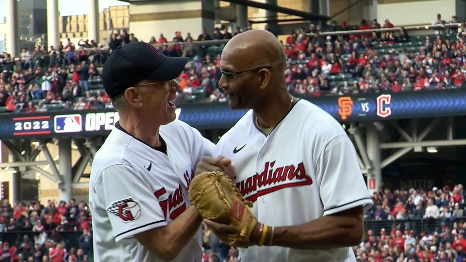 Tom Hanks throws ceremonial first pitch for Guardians | 04/15/2022 ...