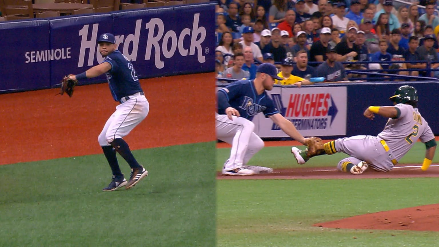 OAK@TB: Pham throws out Davis at 3rd base | 06/12/2019 | Tampa Bay Rays