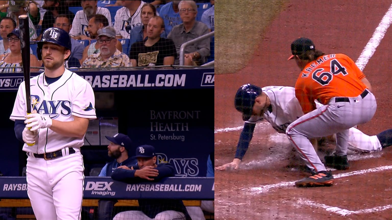 Brandon Lowe scores on a wild pitch in the 1st inning | 07/16/2022 ...