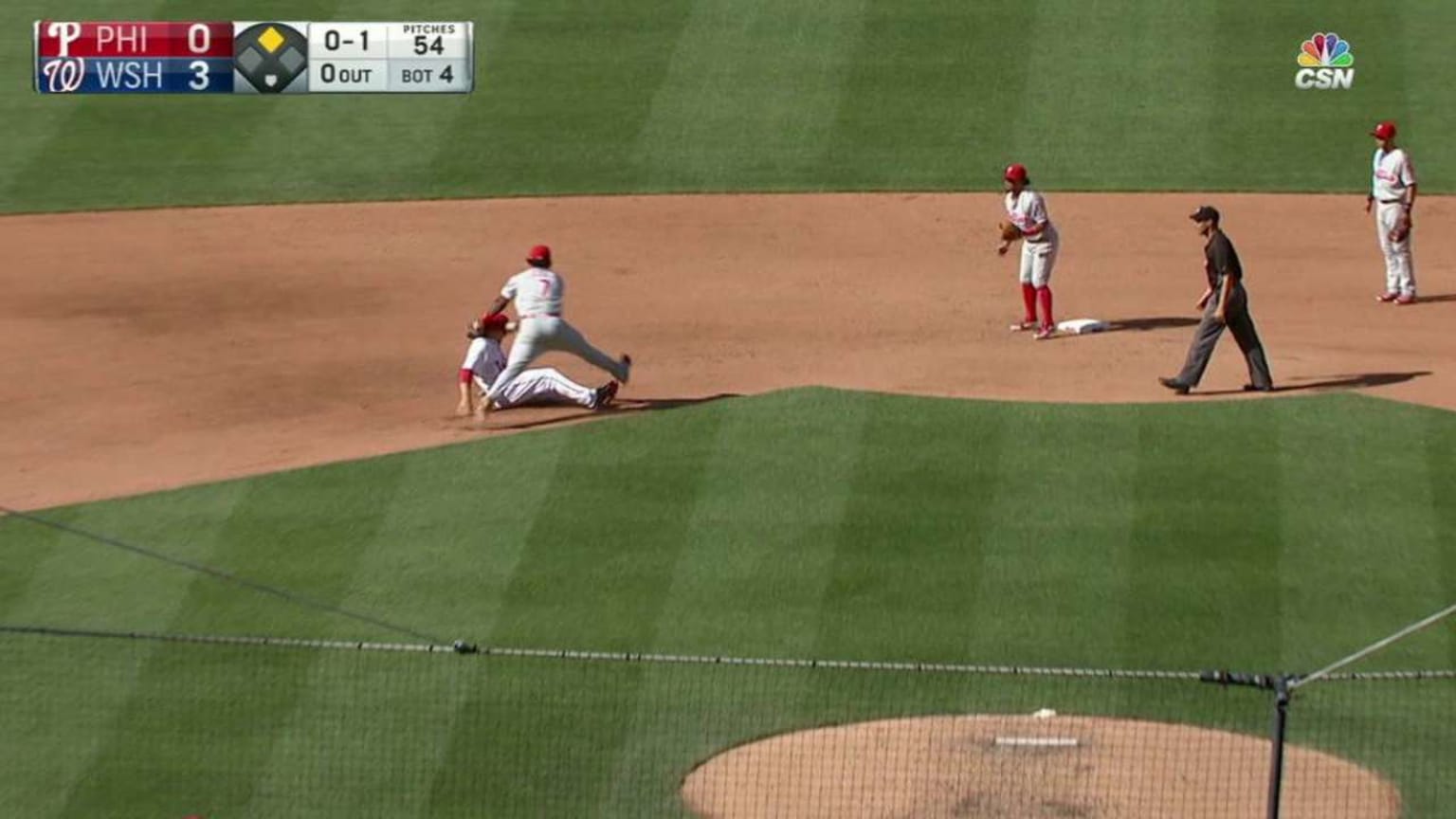 PHI@WSH: Morgan picks Heisey off at second base | 06/12/2016 | MLB.com