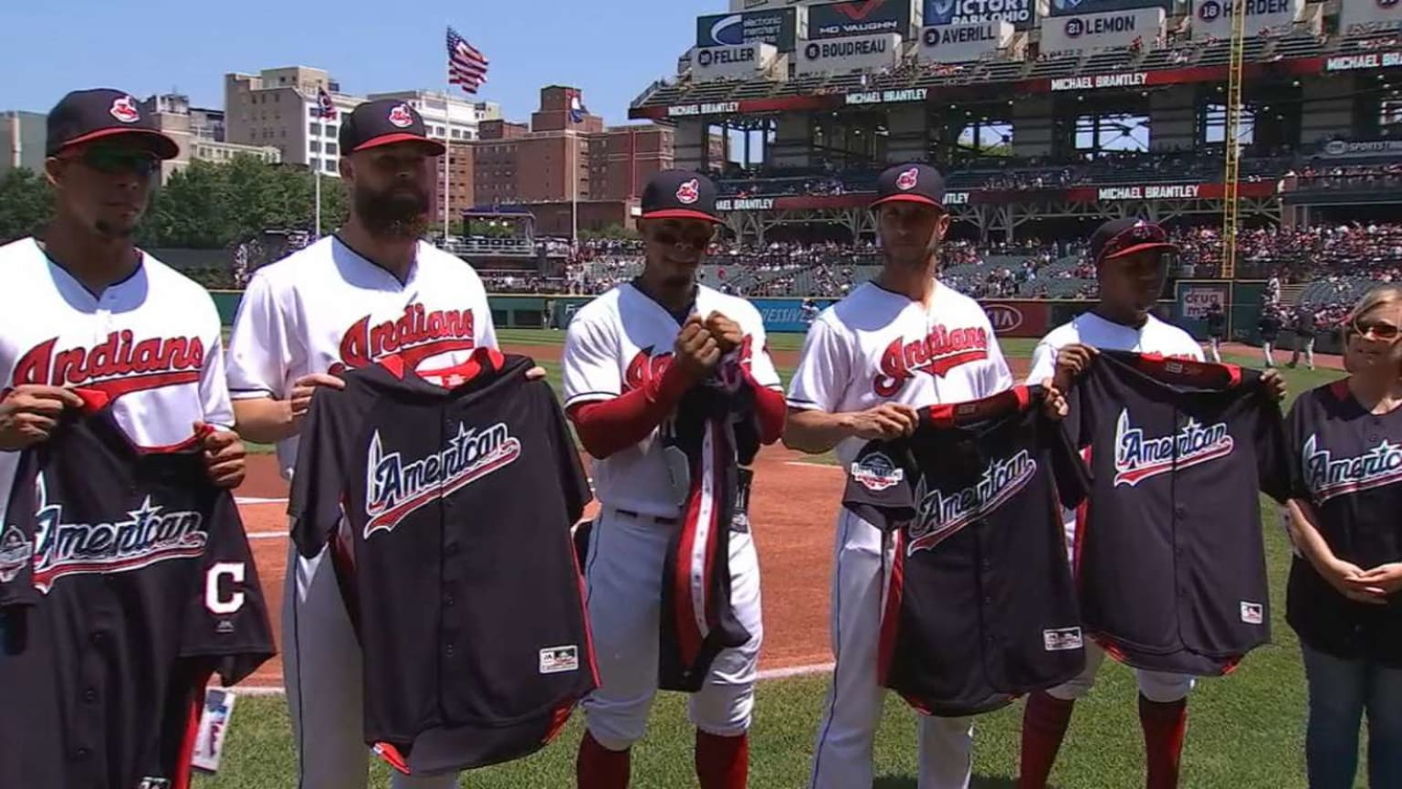 NYY@CLE: Indians All-Stars recieve their uniforms | 07/15/2018 ...