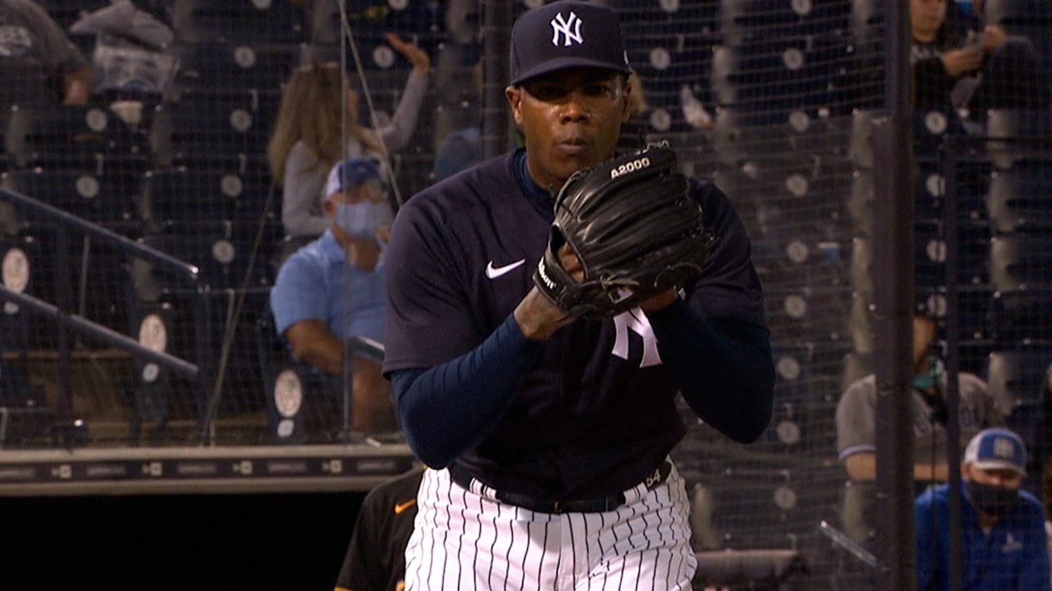 Aroldis Chapman fans Dustin Fowler for first spring K | 03/10/2021 ...