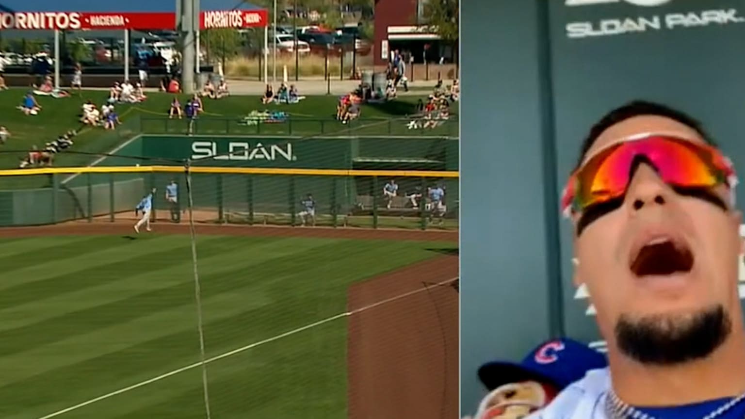 Jake Fraley lays out to rob Rizzo as Báez watches on | 03/03/2021 ...