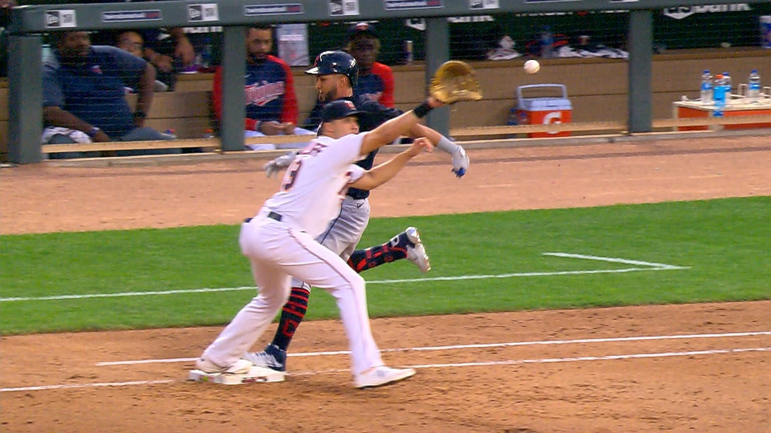 Eddie Rosario ruled safe at first after a challenge | 06/24/2021 ...