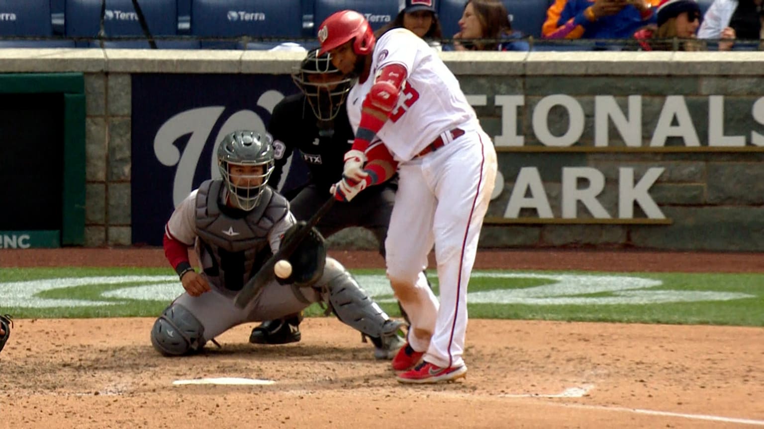 Nelson Cruz reaches on catcher's interference in 8th | 04/19/2022 ...