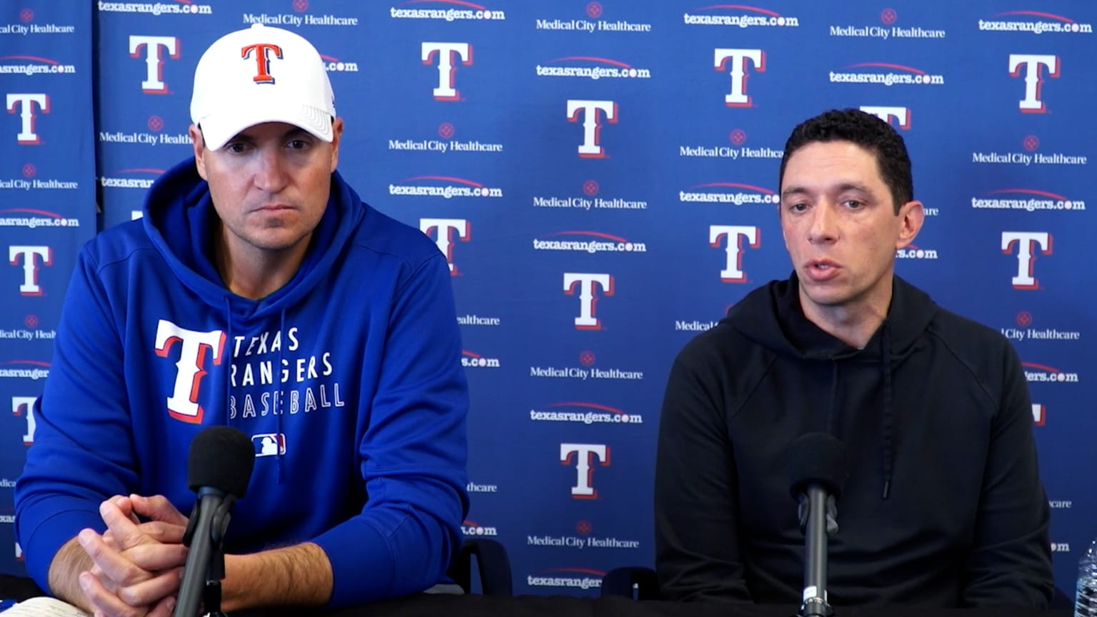 Jon Daniels, Chris Young react to acquiring Garver | 03/12/2022 | Texas ...