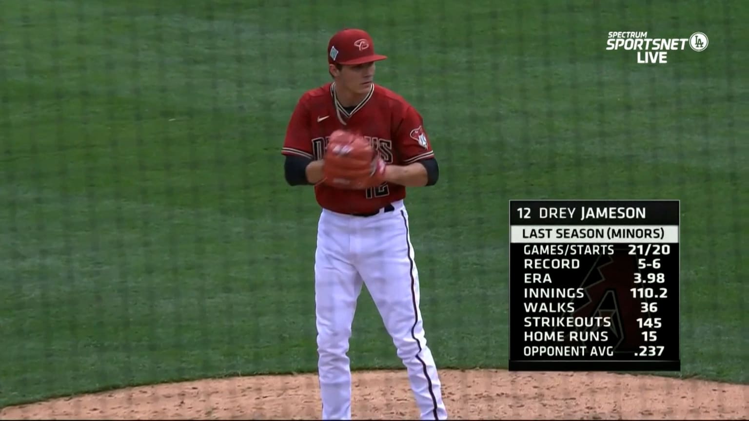 Drey Jameson throws a 100 mph fastball to Edwin Rios | 03/28/2022 ...