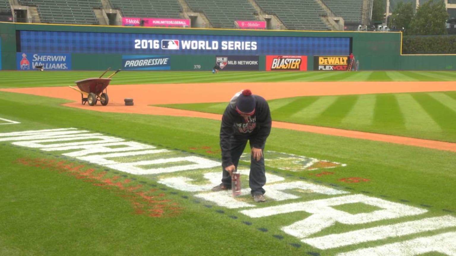 World Series logo painted on Progressive Field | 10/24/2016 | MLB.com