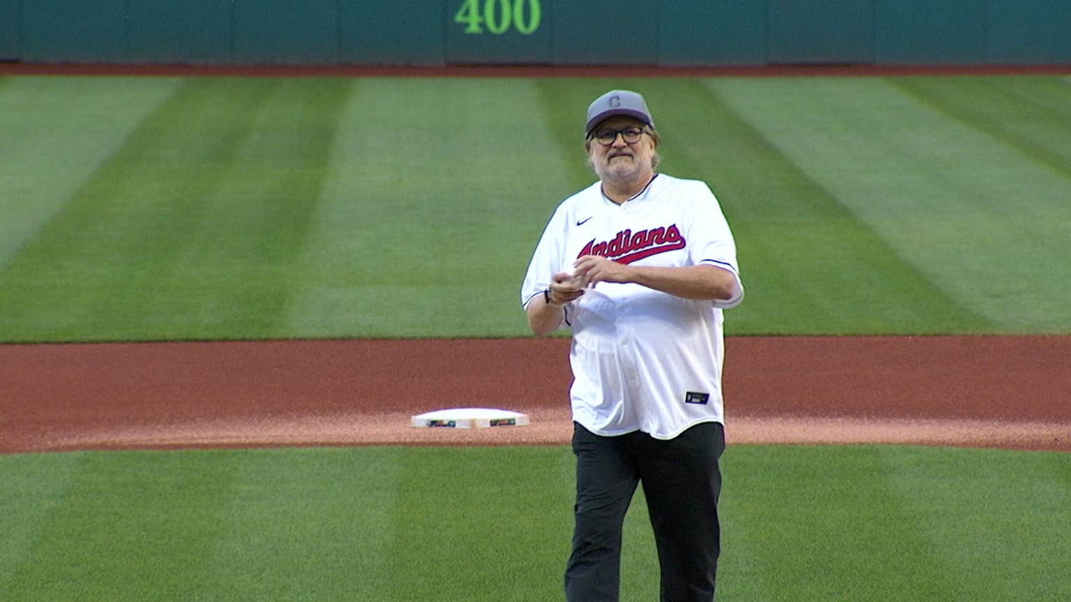 Drew Carey throws the ceremonial first pitch | 09/10/2021 | Cleveland ...