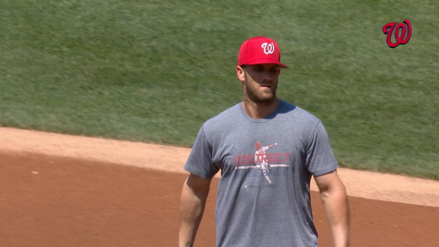 BOS@WSH: Harper fields grounders at first before game | 07/02/2018 ...