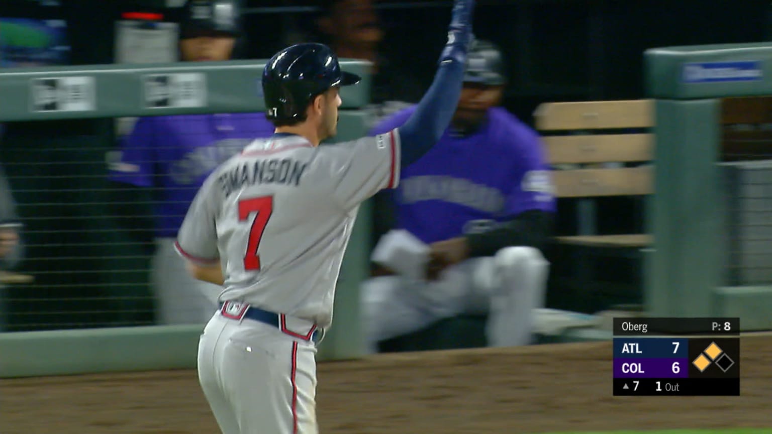 ATL@COL: Swanson hits a sacrifice fly in the 7th | 04/08/2019 | Atlanta ...