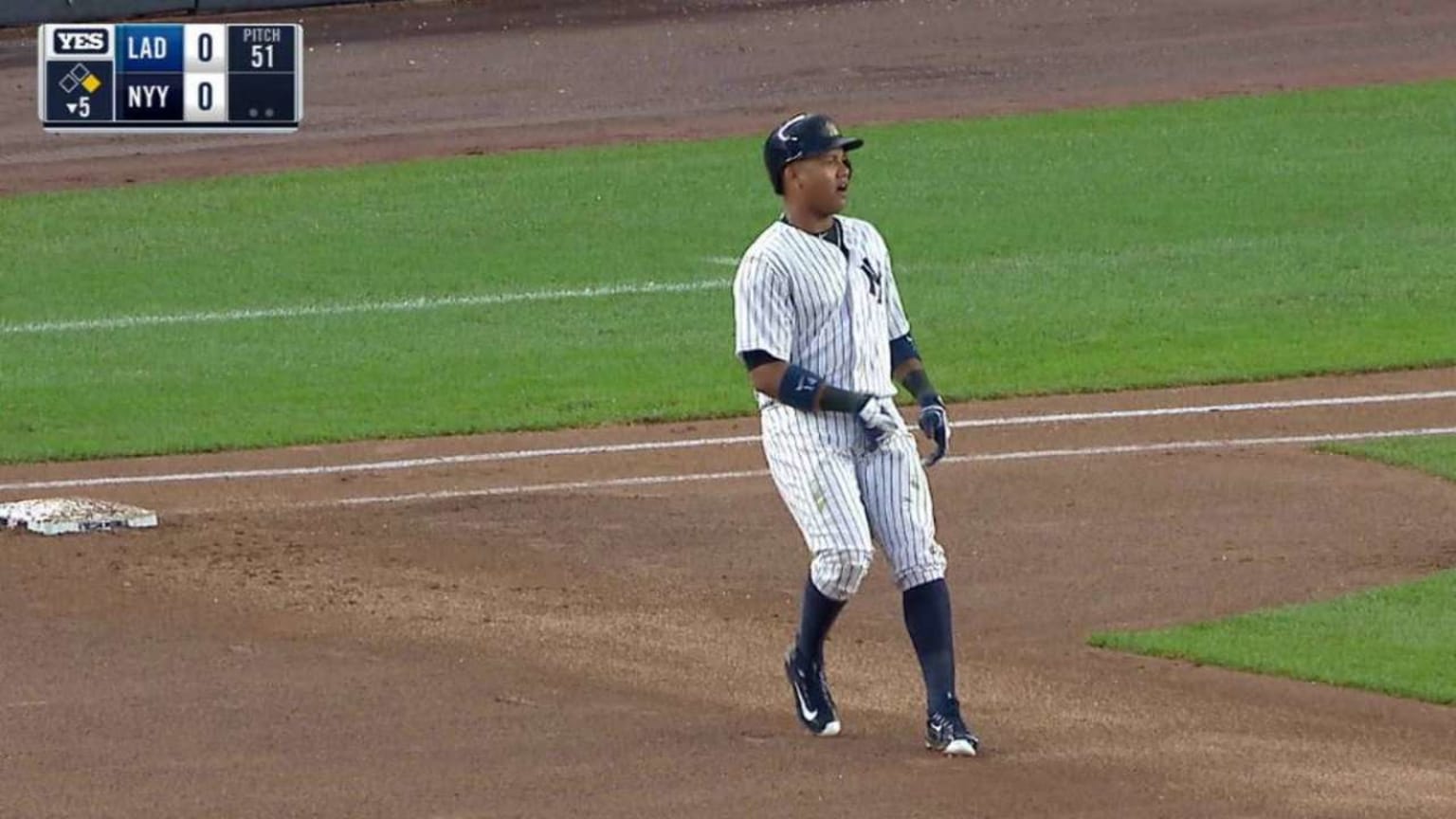 LAD@NYY: Castro reaches first to break up perfecto | 09/14/2016 | New ...