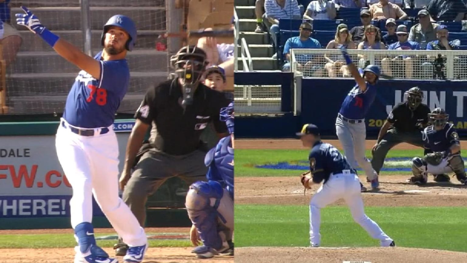 Edwin Rios clears batter's eye twice in one week | 03/19/2018 | MLB.com