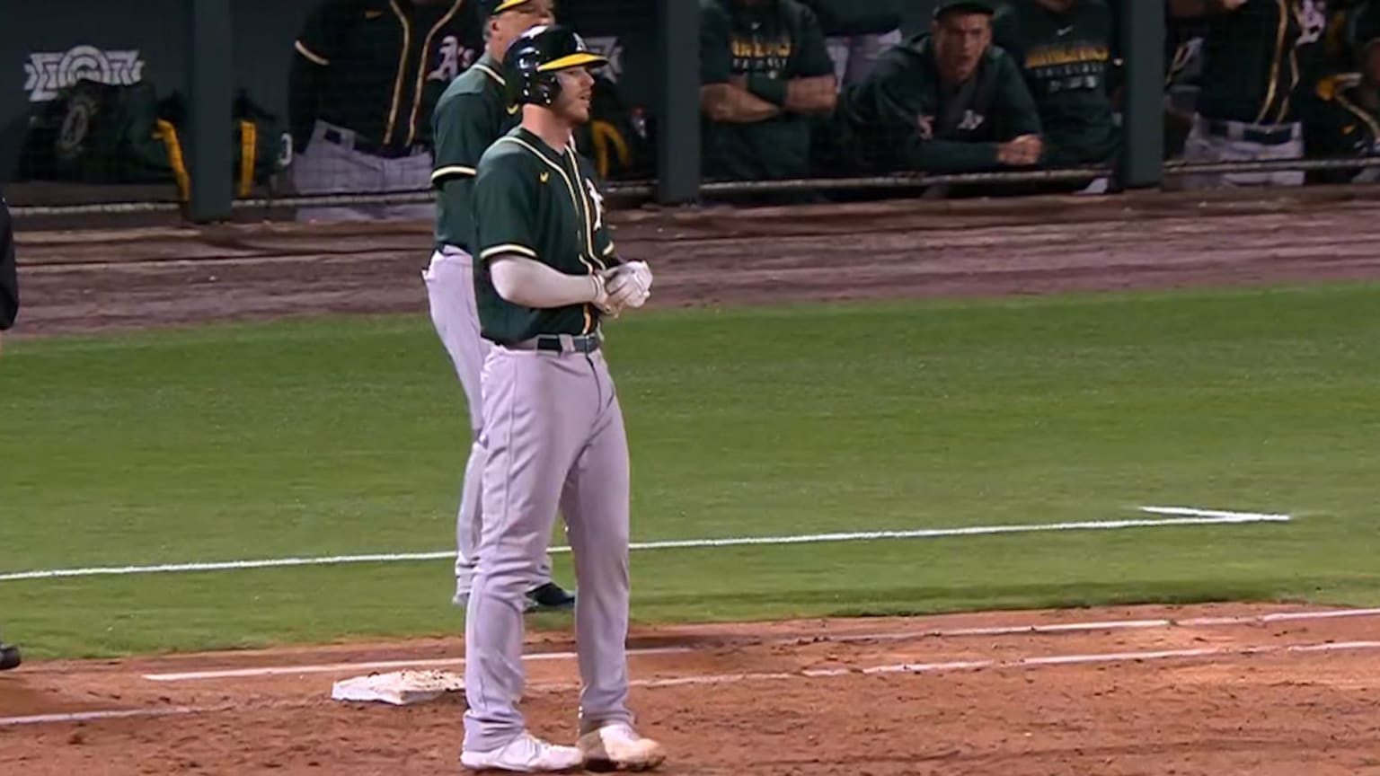 Jonah Heim smacks a single in Spring Training | 02/22/2020 | Athletics